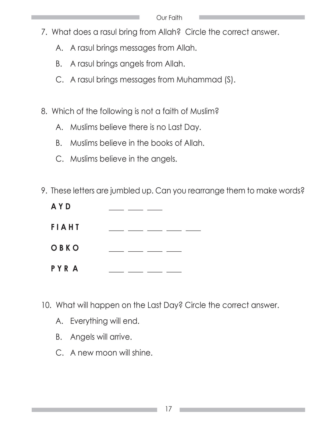 Islamic Studies Workbook - Level 1 – Weekend Learning Publishers